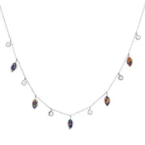 KAMARIA Black / Silver Drops Of Spring Opal Necklace Black Silver - Black/silver