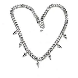JAGGED HALO JEWELRY Fallon Spike Pendant Necklace Stainless Steel - Silver