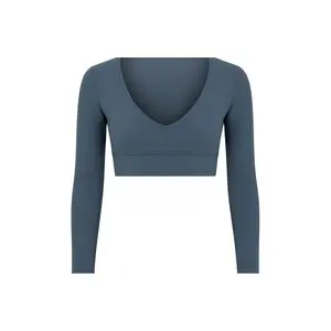 ALTRA VOLTA Long-sleeve V-neck Top – Petrol - Blue