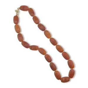 MICHAEL NASH JEWELRY Renata Large Amber Resin Carved Bead Necklace - Brown