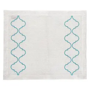 KM HOME COLLECTION Neutrals Turquoise Catena Linen Placemat Set Of 2 - Blue