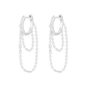 KAMARIA Chain Huggie Earrings With Crystals