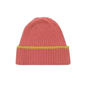 INGMARSON Ribbed Wool & Cashmere Beanie & Yellow Pink