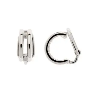 EMMA HOLLAND JEWELLERY Platinum Double Hoop Mini Clip Earrings - Silver