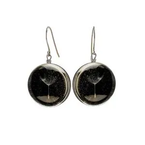 LAURA DAILI Black / Silver Glass Earrings A Wish - Black/silver