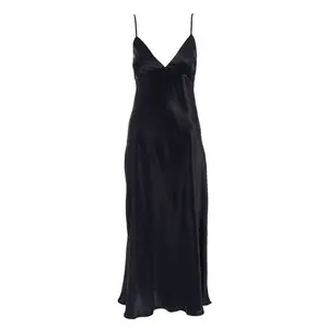 SOFIA TSERETELI Silk Satin Lingerie Slip - Black
