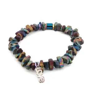 EBRU JEWELRY Blue / Brown / Silver Colorful Energy Hematite Love Charm Bracelet Multicolor - Blue/brown/silver