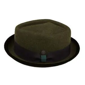 DASMARCA HATS Jackson Fern Wool Felt Two Tone Porkpie Hat - Green