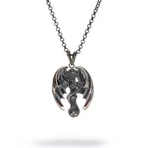 EBRU JEWELRY Legendary Dragon Cross ’s Sterling Necklace - Silver