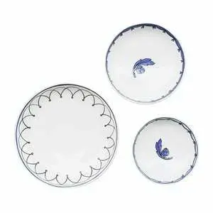 Twig New York Blue / White Heritage Blue Bird Assorted Set Of Three, Canapé Dishes S, M & L - Blue/white