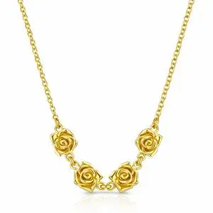 UNALOE Plated Rose Necklace In Sterling Silver – Elegant Floral Pendant Necklace - Gold
