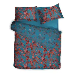 DECOFLUX HOME Blue / Red Sateen Bed Linen Set Rainbow Blue - Blue/red