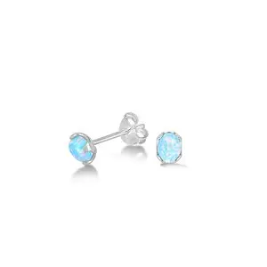 DOWER & HALL Small Opal Array Claw Set Ear Studs In Sterling - Silver