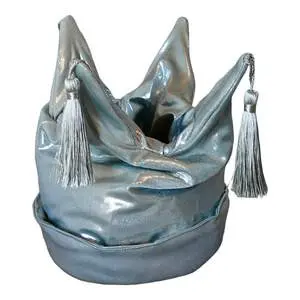ROMER MILLINERY Royal Toque Puffer Crown With Tassels - Silver
