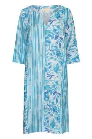 NOLOGO-CHIC Zen Waterfall Panel Print Dress Linen Mid
