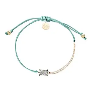 ADRIANA PAPPAS DESIGNS Emerald Cut Cubic Zirconia Bracelet On Cord - Blue
