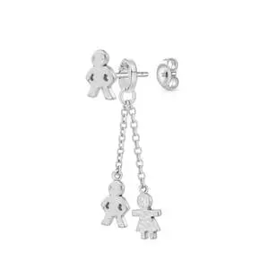 UNALOE Sterling Hammered Double Chain Drop Earrings Charms Jewelry - Silver