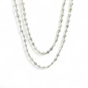 NESHI DESIGNS Cross Double Necklace - White