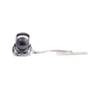 LEE RENEE Shark Jawbone & Pearl Tie Pin - Silver
