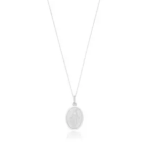 LILY & ROO Sterling Oval Virgin Mary Miraculous Medal Necklace