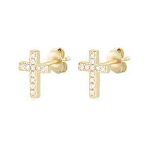 KAMARIA Mini Cross Stud Earrings - Gold