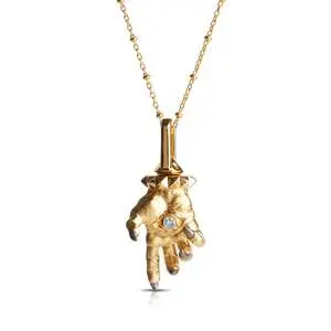 KASUN LONDON Hand Of The Protector Pendant March Aquamarine Vermeil - Gold