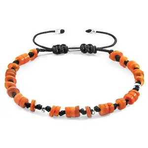 ANCHOR & CREW Hailey Silver & Freshwater Shell Skinny Macrame Bracelet Orange