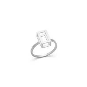 SHEIDA FARROKHI White / Silver Rectangle Ring Solid White Gold - White/silver