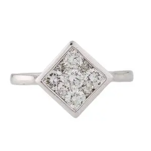 ARTISAN Diamond Cluster Square Ring In 18k Gold - White