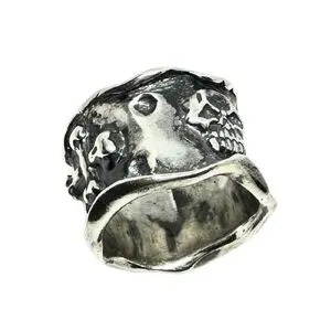 TG-JEWELLERY BY TAMARA GERVASIO Silver / Black Skulls And Bones Ring – Sterling Silver - Silver/black