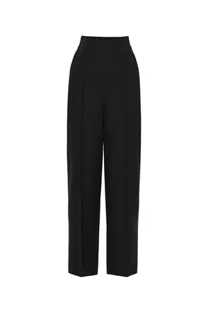 EXQUISE Relaxed Wide Leg Straight Pants - Black