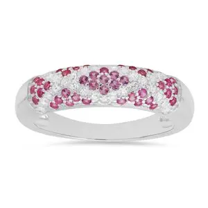 KYLIE HARPER Sterling Pave Pink Sapphire 'x' Band Ring - Silver