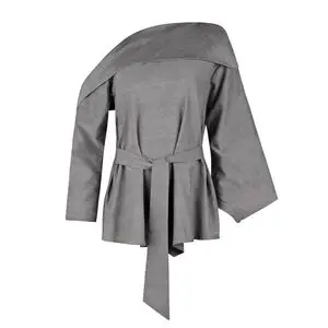 BOUTIQUE KAOTIQUE Indonesian Off The Shoulder Top - Grey