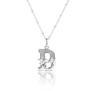 KASUN LONDON Solid D Initial Necklace With Mother Of Pearl - Silver