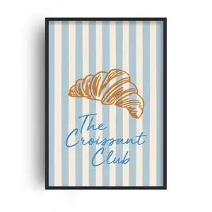 FANCLUB The Croissant Club Striped Kitchen Retro Art Print - Blue