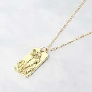 HARFI Dainty Poppy Flower Plated Charm Necklace - Gold