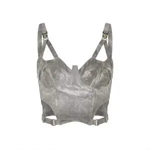 GOC DENIM Structured Cut-out Corset Top- Gray - Grey