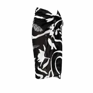 NUVV COLLECTION Monochrome Coastal Pareo Wrap Sarong - Black