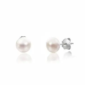 UNALOE Elegant Sterling Pearl Stud Earrings– Luxury Handmade Jewelry - Silver