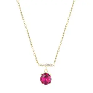 KAMARIA Birthstone Solitaire & Crystal Bar Necklace July - Red