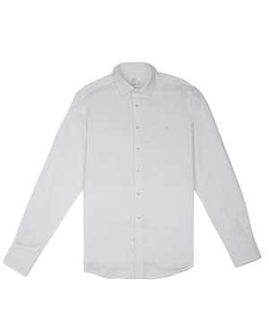 EIGHT X Classic Linen Long Sleeve Button Down Shirt - White