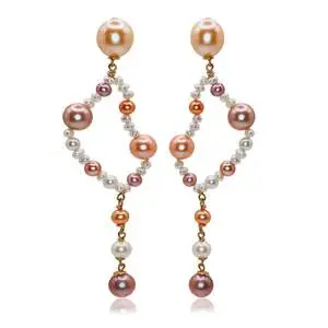 MARQUISE SWIM Earrings Sculpture Gold & Multicolour Pearl - Yellow