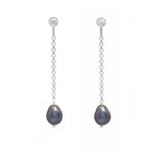 NINEMOO Black / Silver Midnight Baroque Pearl Silver Earrings - Black/silver