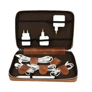 LEATHERE Leather Tech Organizer Case -rich Mobile - Brown