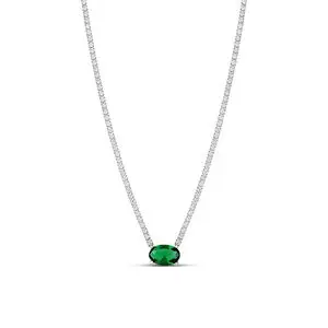 SHYMI Fancy Oval Tennis Necklace - Silver/green