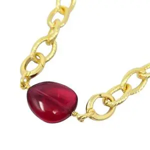 HARFI Gold / Red Ruby July Birthstone Statet Pendant Necklace - Gold/red