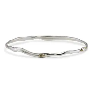 ISLA SILVER Elegant Sterling Bangle With Brass Pips - Silver