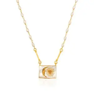 ECE LONDON Gold / White The Moon And The Sun Necklace - Gold/white