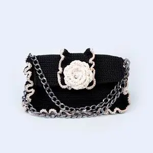 SIBYLLA DELPHICA Handwoven Raffled Handbag Ophelia - Black