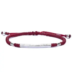 HARBOUR UK Viking Rope Bracelet For With Hamme Silver Beads Little Bjorn - Red
